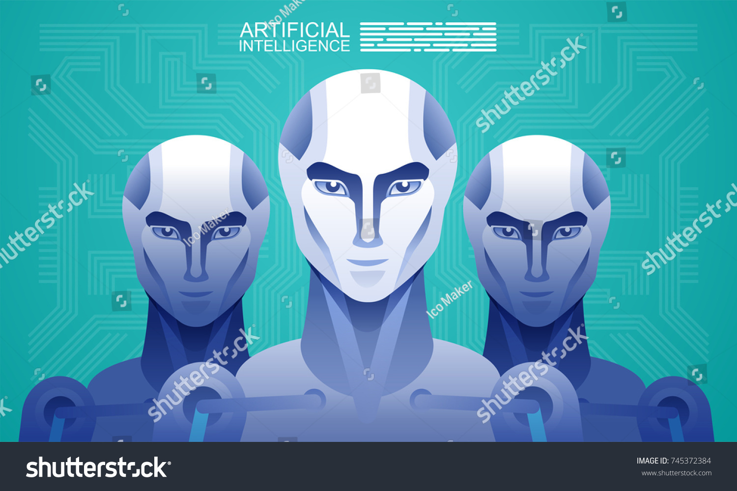 Artificial Intelligence Robot Vs Human Vector Stock Vector (Royalty ...