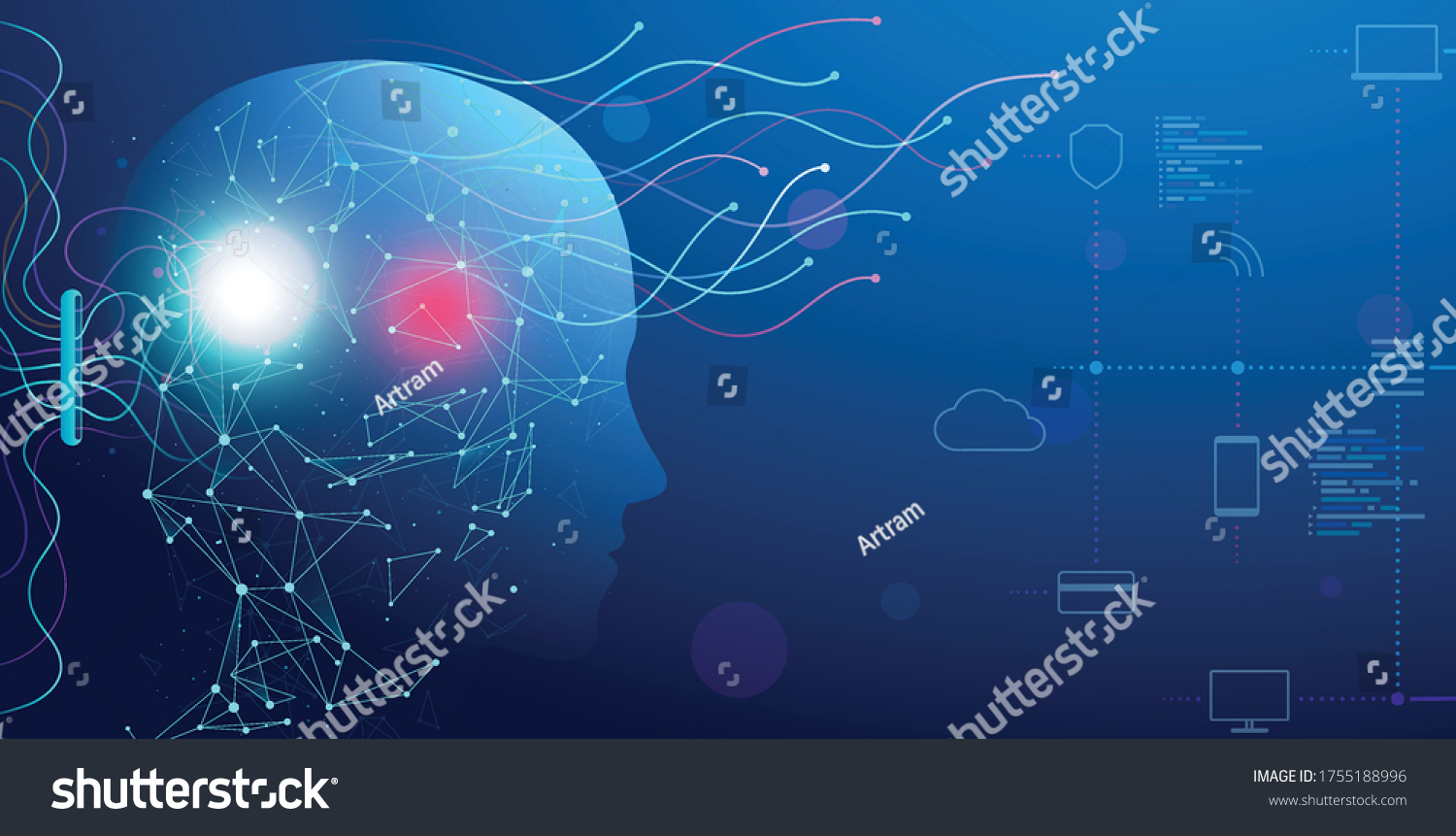 Artificial Intelligence Robot Neural Network Digital Stock Vector ...