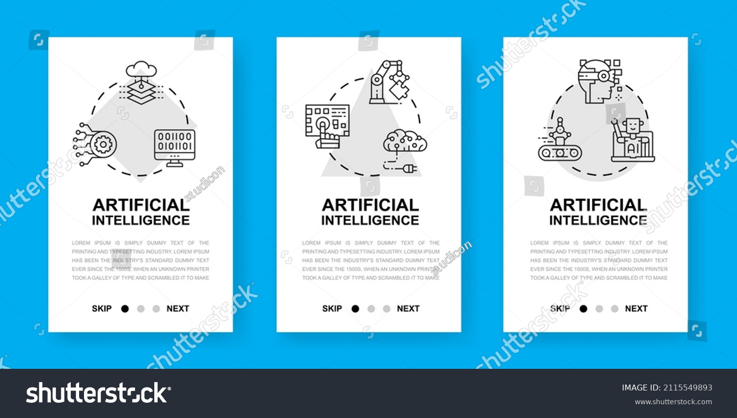Artificial Intelligence Vertical App Screens Design Stock Vector ...