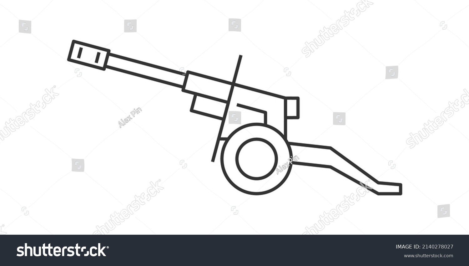 Artillery Line Vector Icon Howitzer Stock Vector (Royalty Free ...