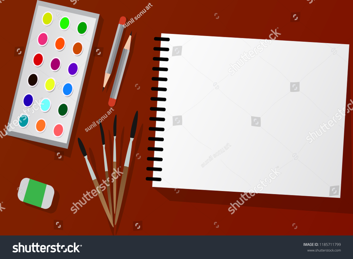 Artist Table Drawing Painting Elements Vector Stock Vector (Royalty ...