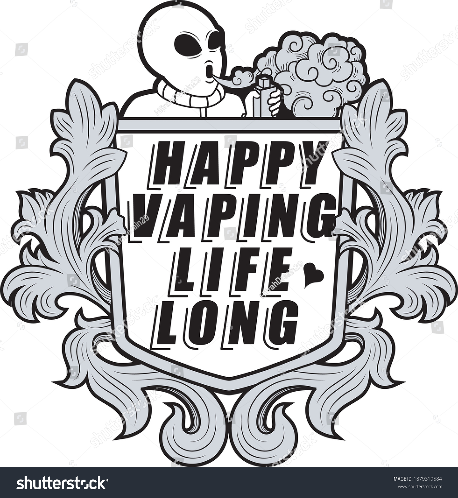 Artwork Design Happy Vaping Expression Stock Vector (Royalty Free ...
