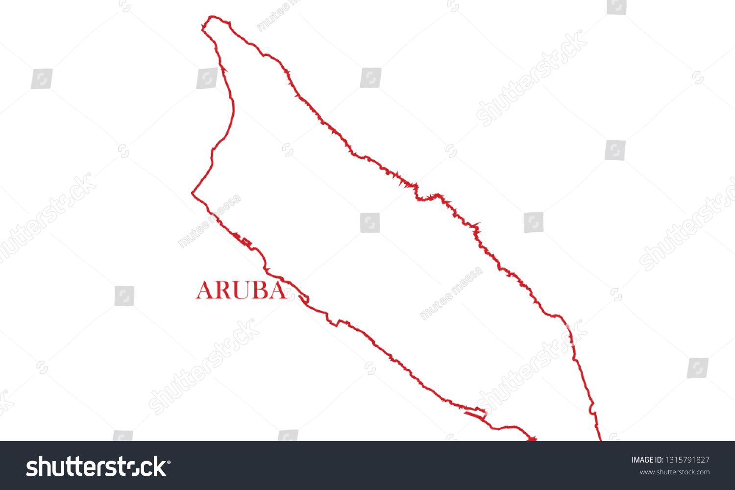 Aruba Red Line Map Stock Vector (Royalty Free) 1315791827 | Shutterstock