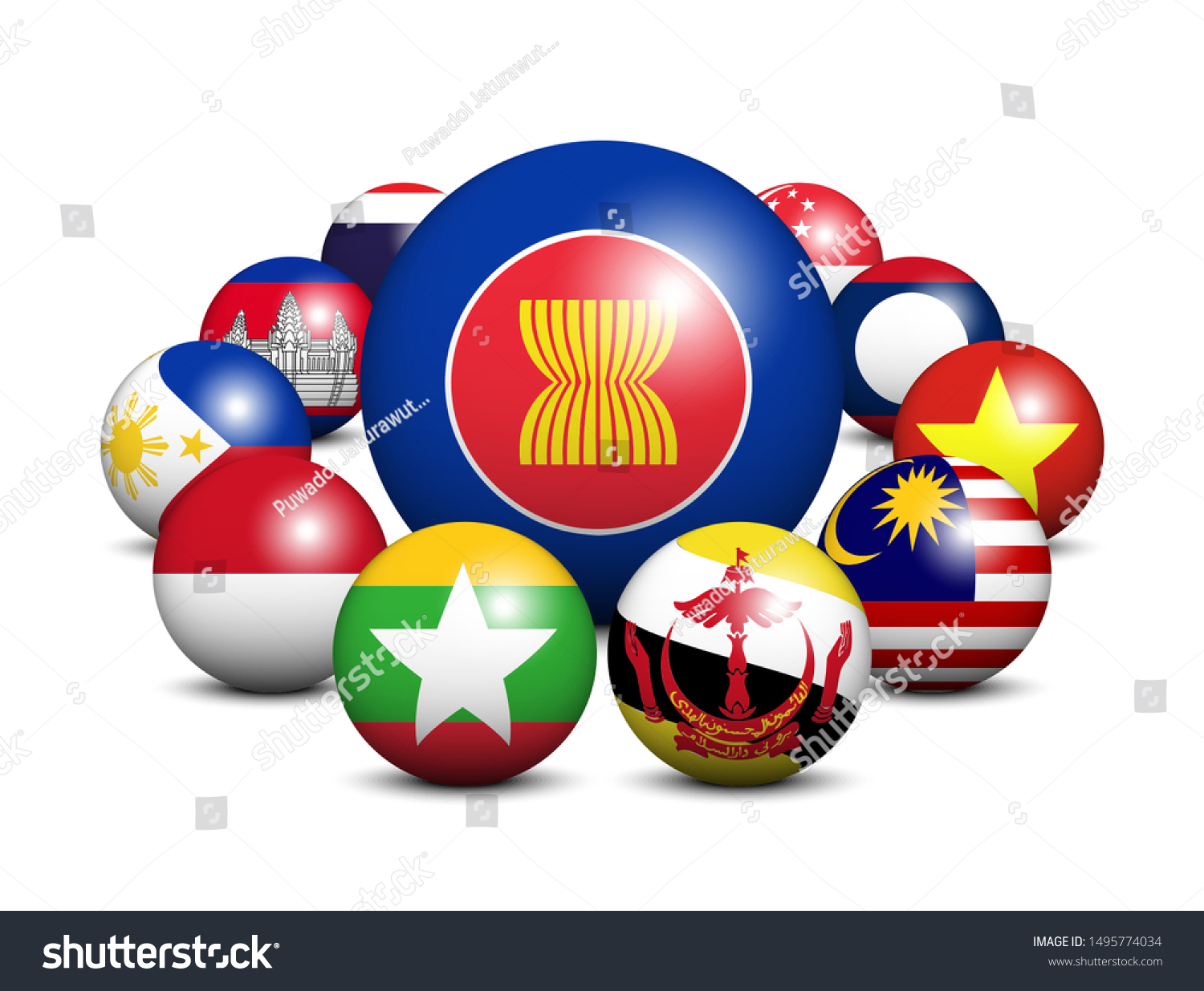 Asean Association Southeast Asian Nations 3d Stock Vector Royalty Free