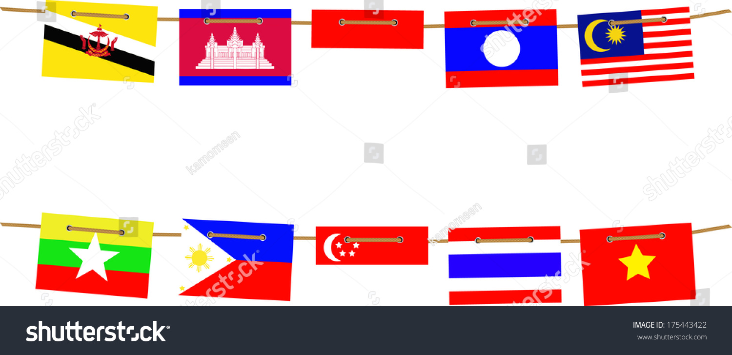 Asean Flags Stock Vector 175443422 : Shutterstock