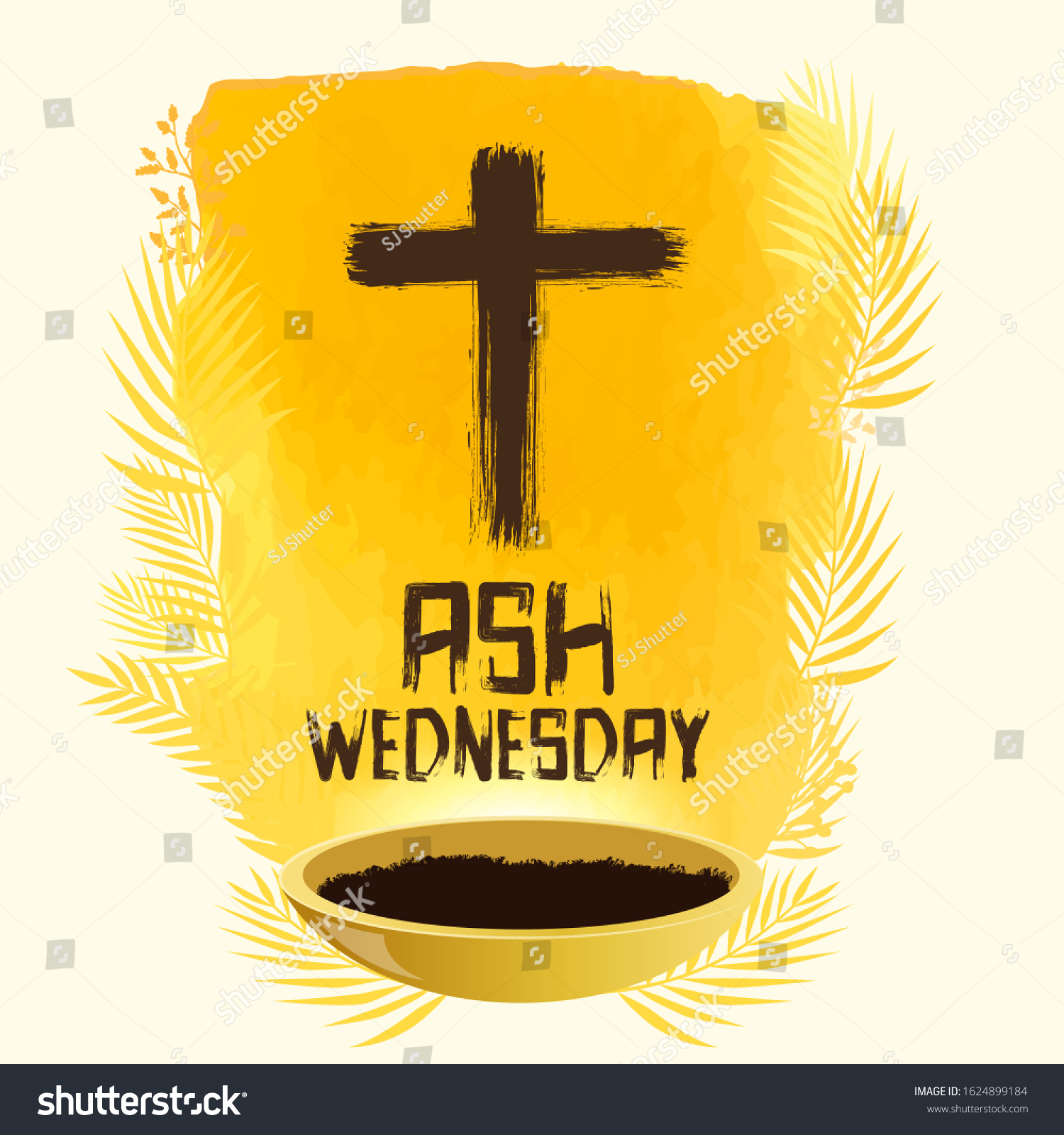 Ash Wednesday Cross Vector Poster Stock Vector (Royalty Free) 1624899184