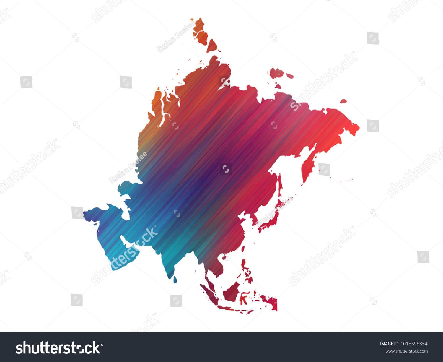 Asia Map Color Stock Vector (Royalty Free) 1015595854