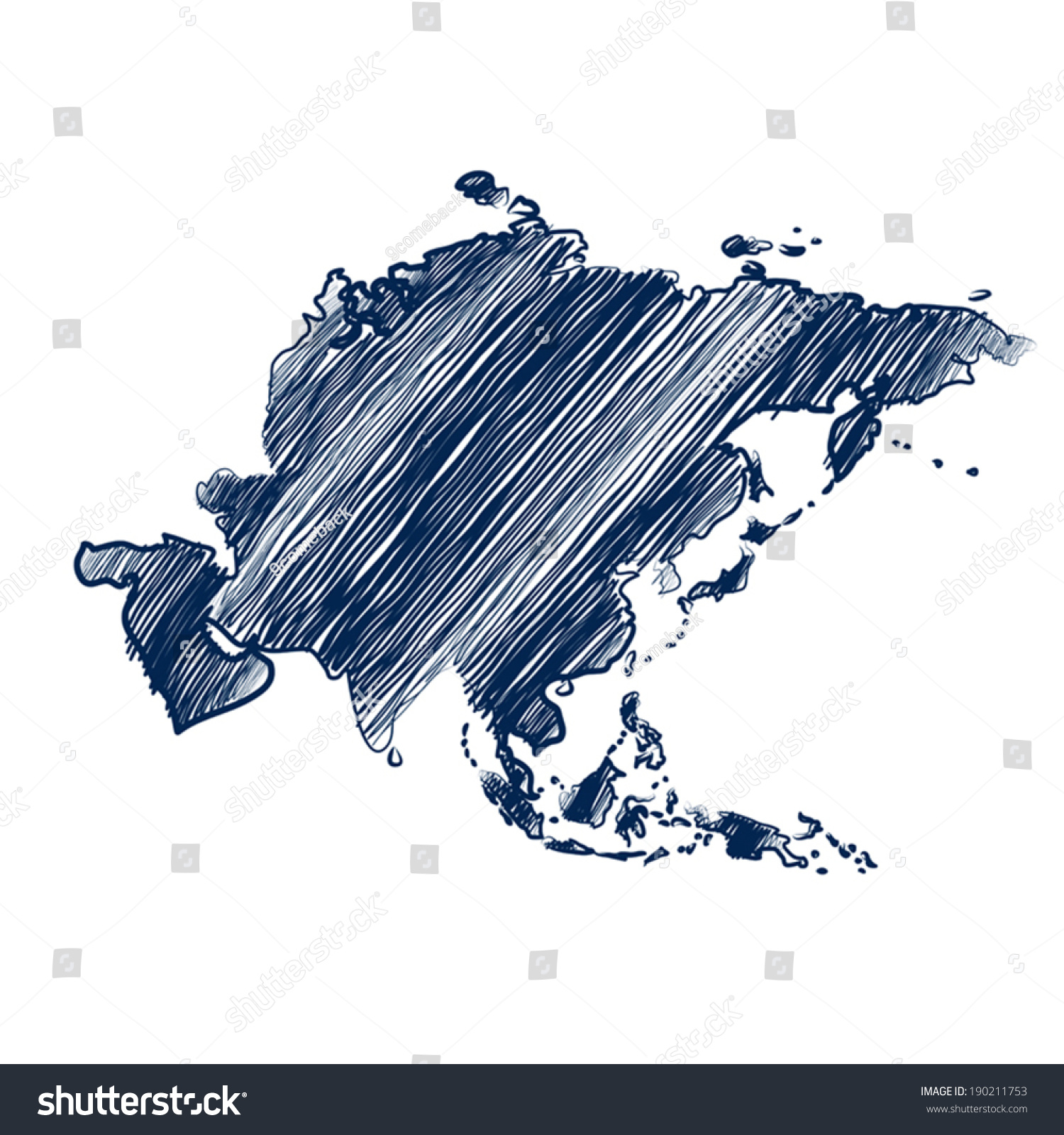 Asia Map Hand Drawn Background Vector 库存矢量图（免版税）190211753 | Shutterstock