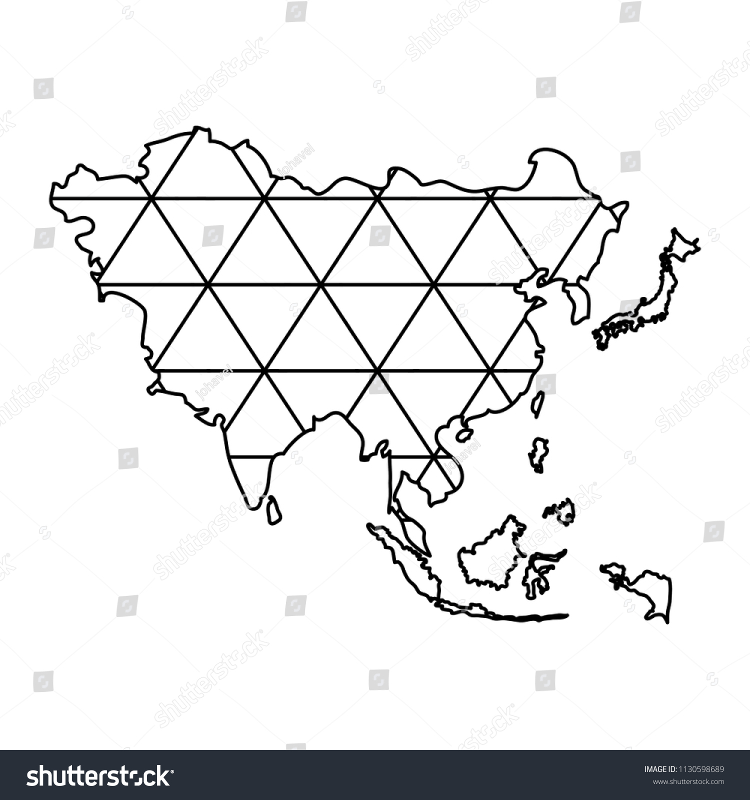 Asia Map Icon Stock Vector (Royalty Free) 1130598689