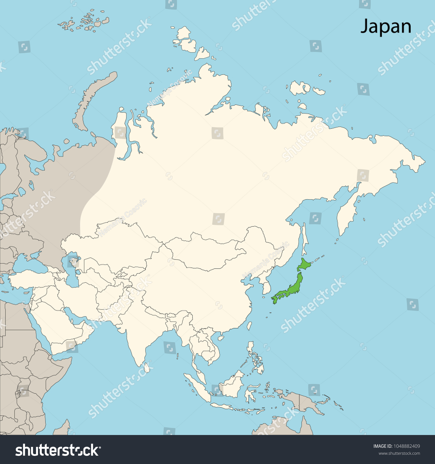 Asia Map Japan Stock Vector (Royalty Free) 1048882409