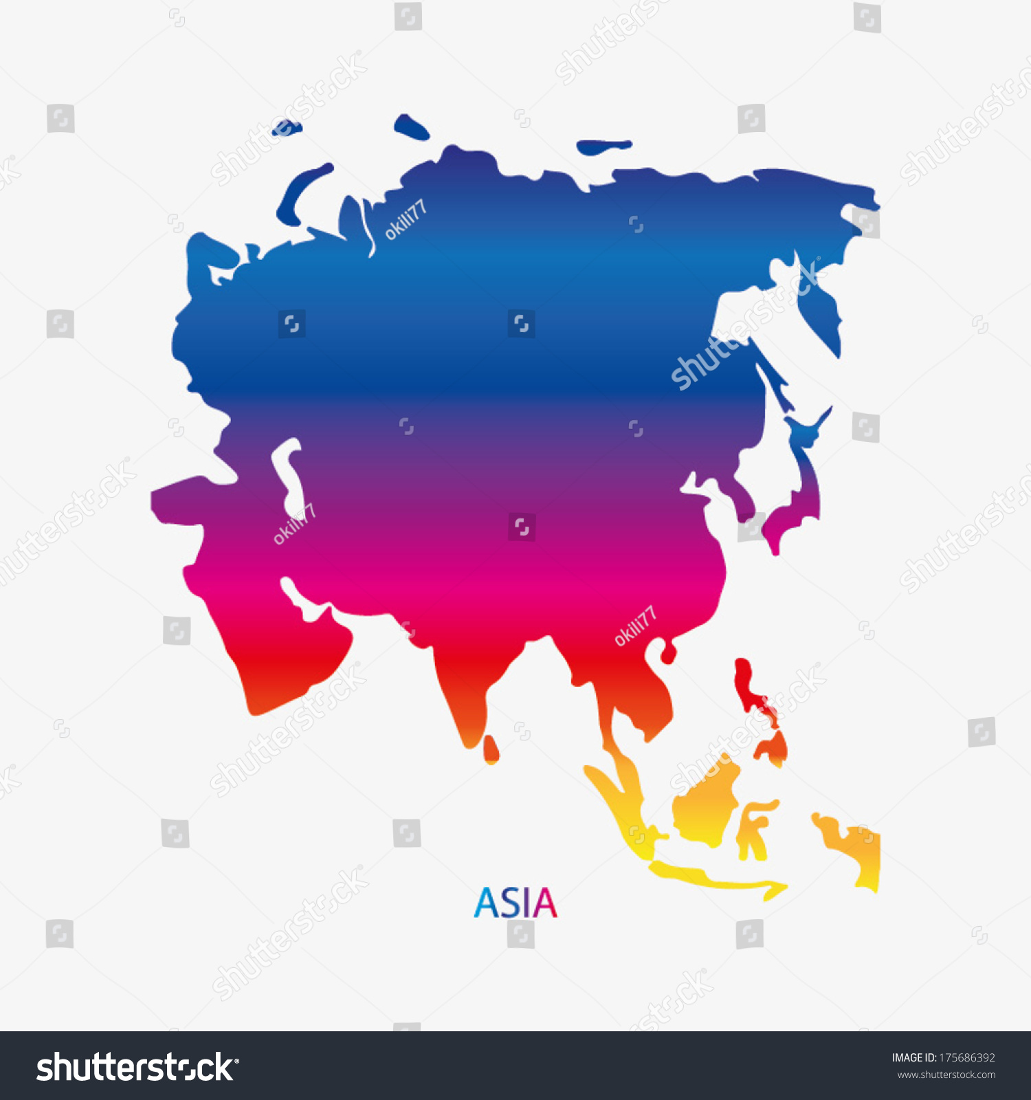 Asia Map Vector Stock Vector (Royalty Free) 175686392