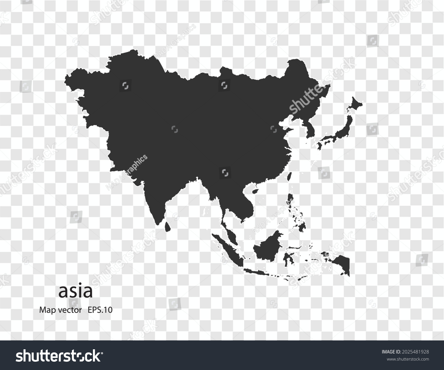 Asia Map Vector Isolated On Transparent Stock Vector (Royalty Free ...