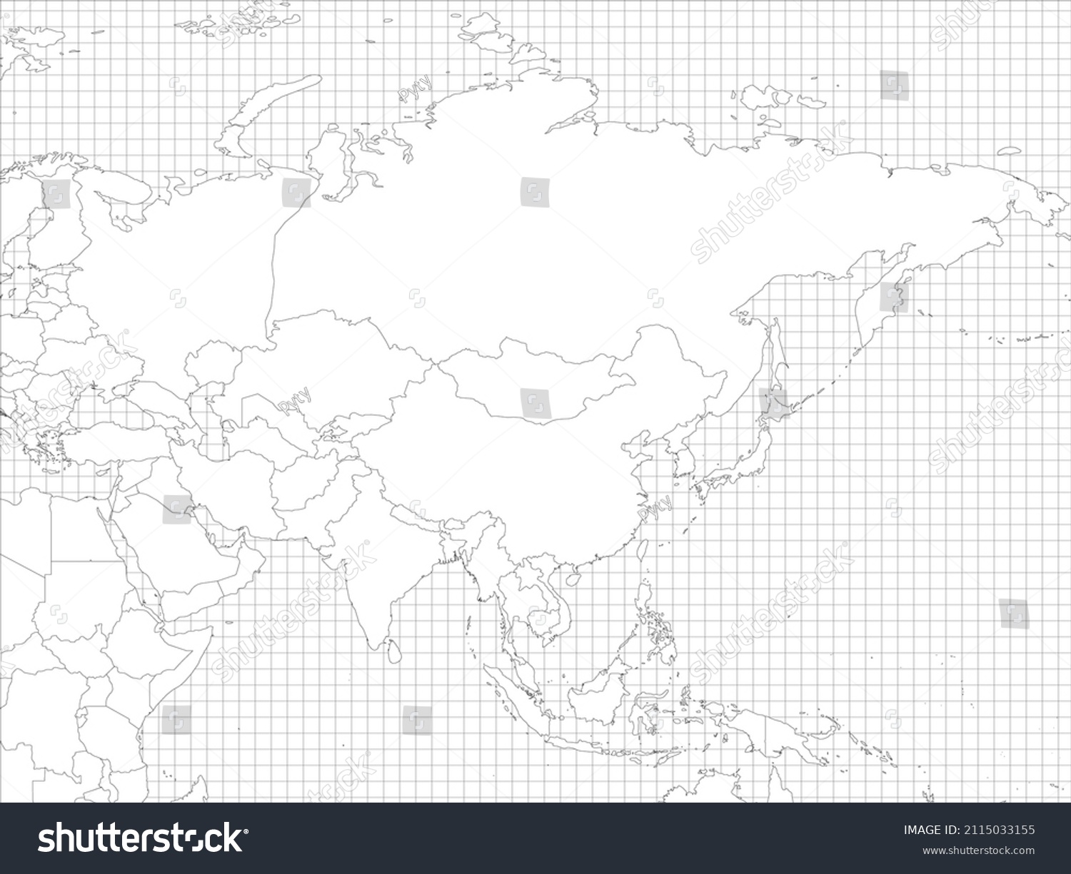 Asia Simple Outline Blank Map Stock Vector (Royalty Free) 2115033155 ...