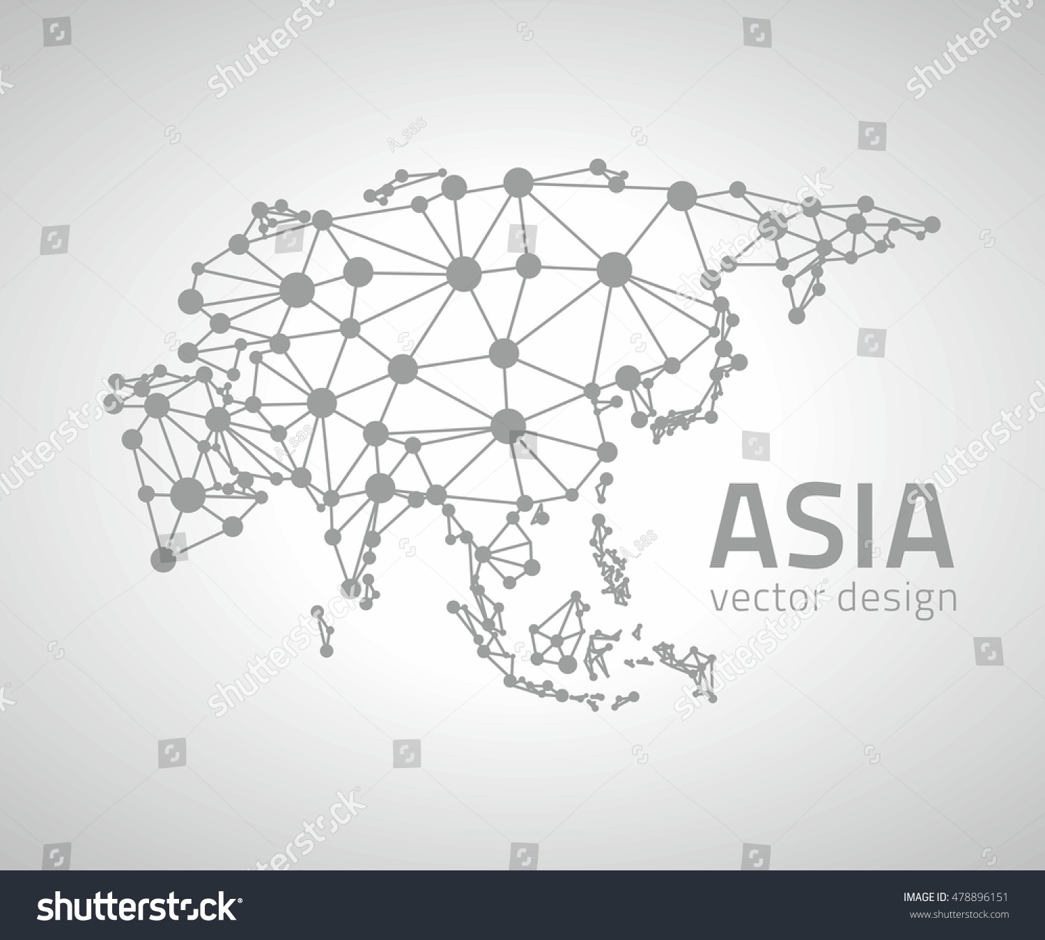 Asia Vector Dot Grey Modern Map Stock Vector (Royalty Free) 478896151