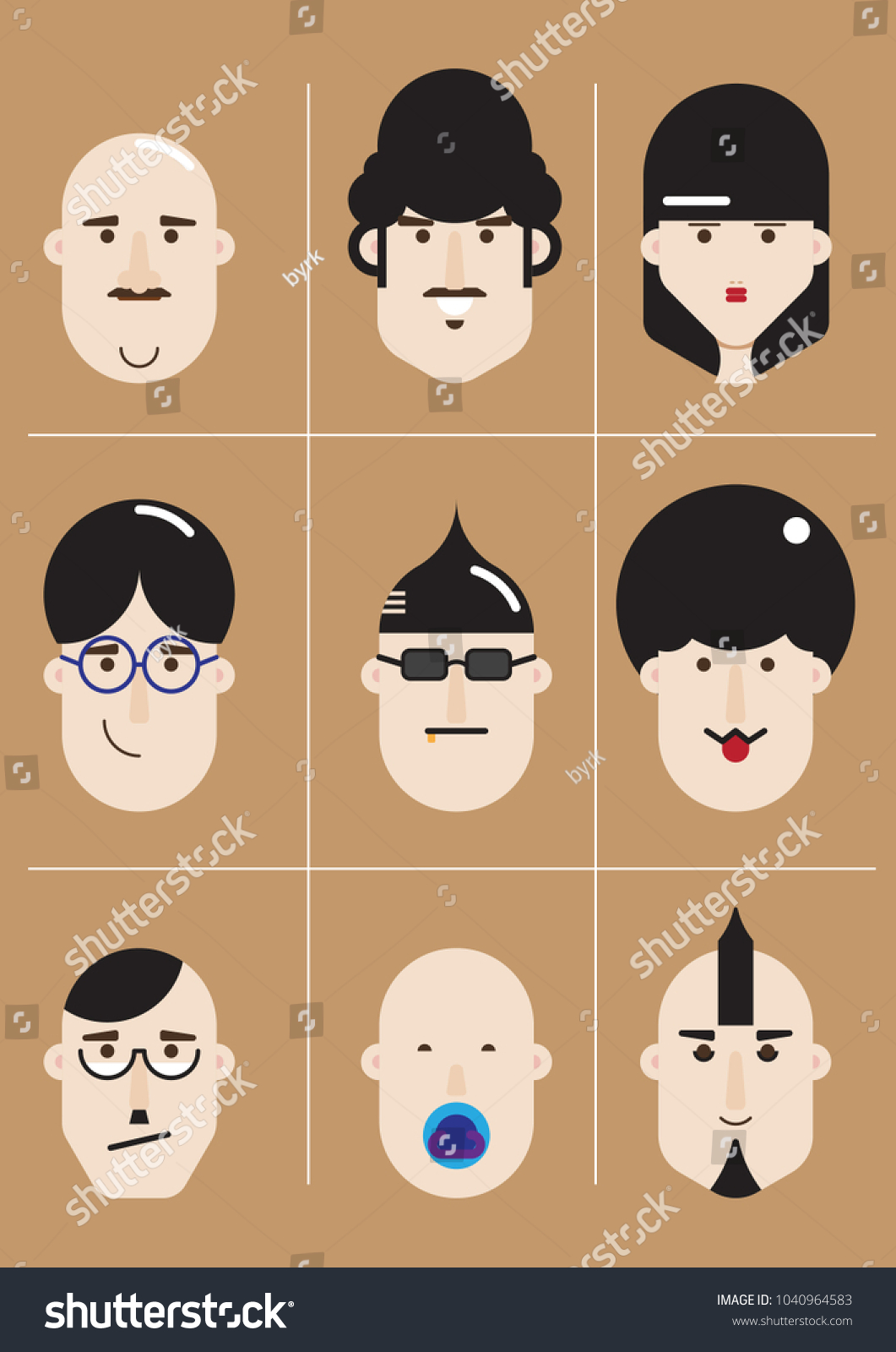 Asian Avatar Faces Stock Vector (Royalty Free) 1040964583 | Shutterstock