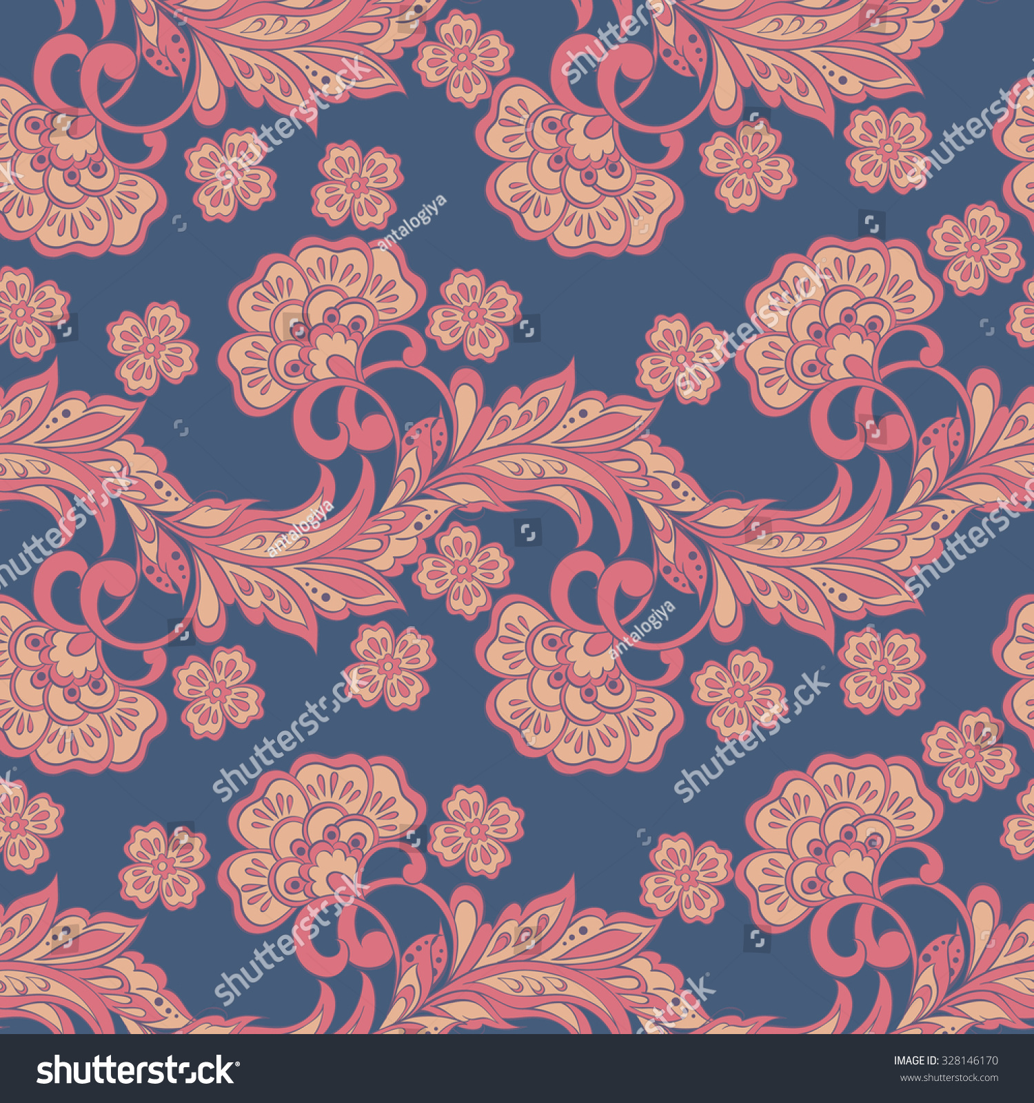 Asian Floral Pattern Stock Vector (Royalty Free) 328146170 | Shutterstock
