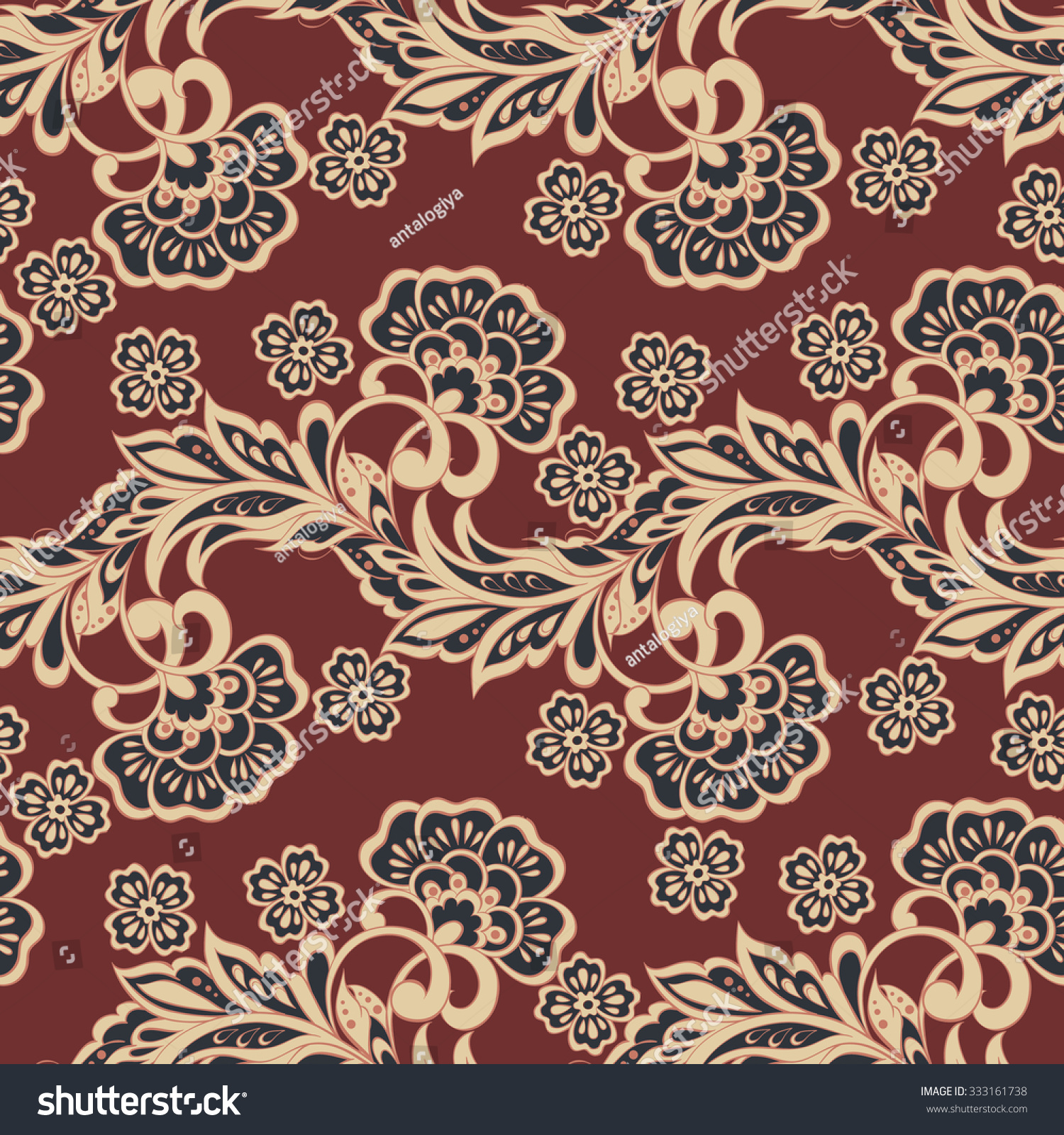 Asian Floral Pattern Stock Vector (Royalty Free) 333161738 | Shutterstock