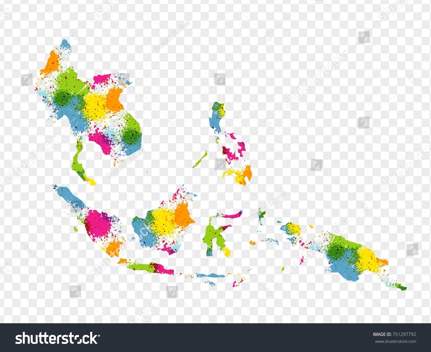 Asian Map Art Elements Separated Abstract Stock Vector (Royalty Free ...
