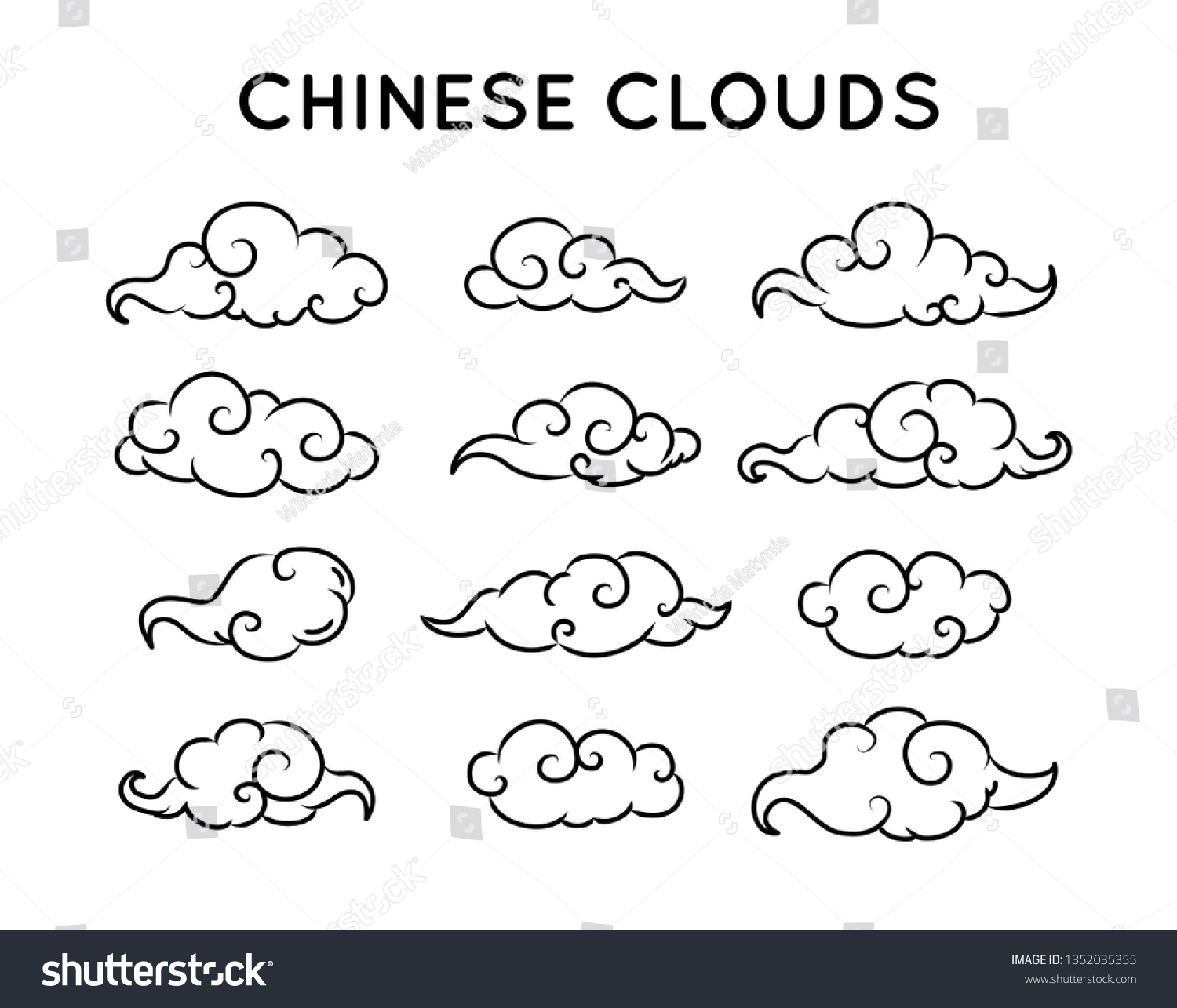 Asian Style Chinese Clouds Set Vector Stock Vector (Royalty Free ...