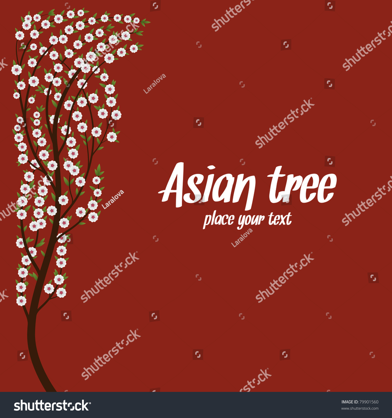 Asian Tree Space Text Vector Illustration Stock Vector (Royalty Free ...
