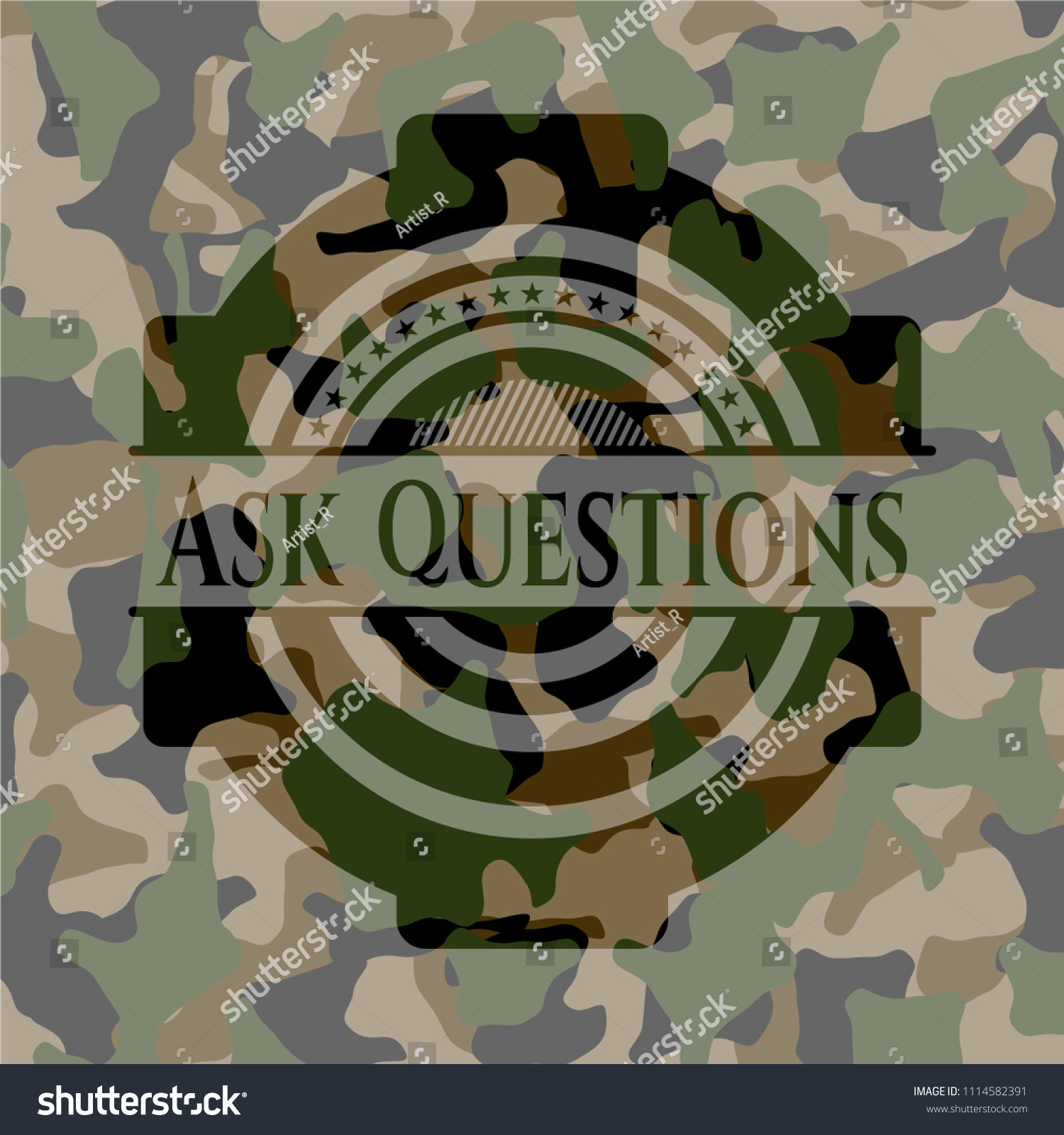 Ask Questions Camo Emblem: vector de stock (libre de regalías ...