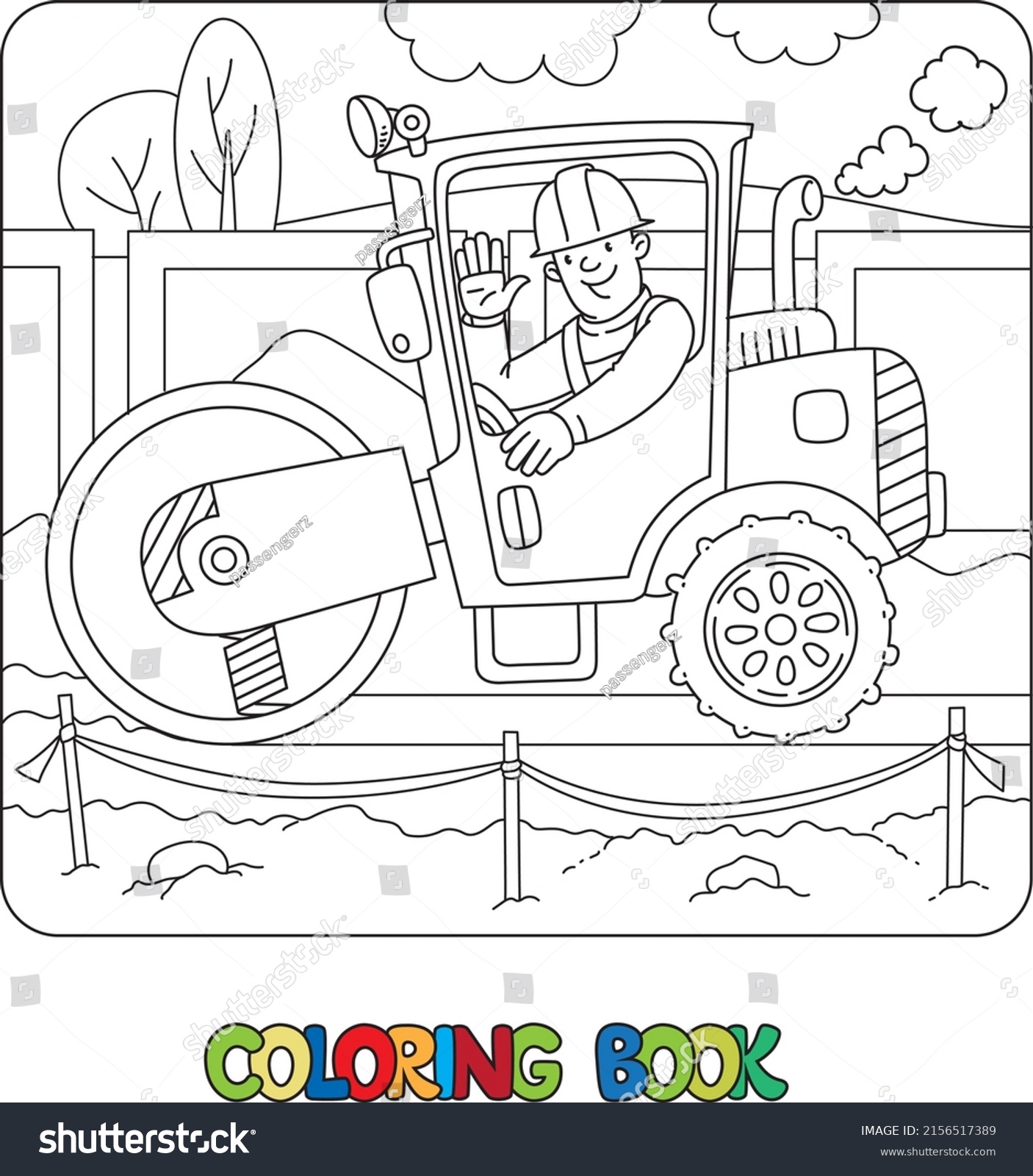 Asphalt Compactor Driver Coloring Book Stock Vector (Royalty Free ...