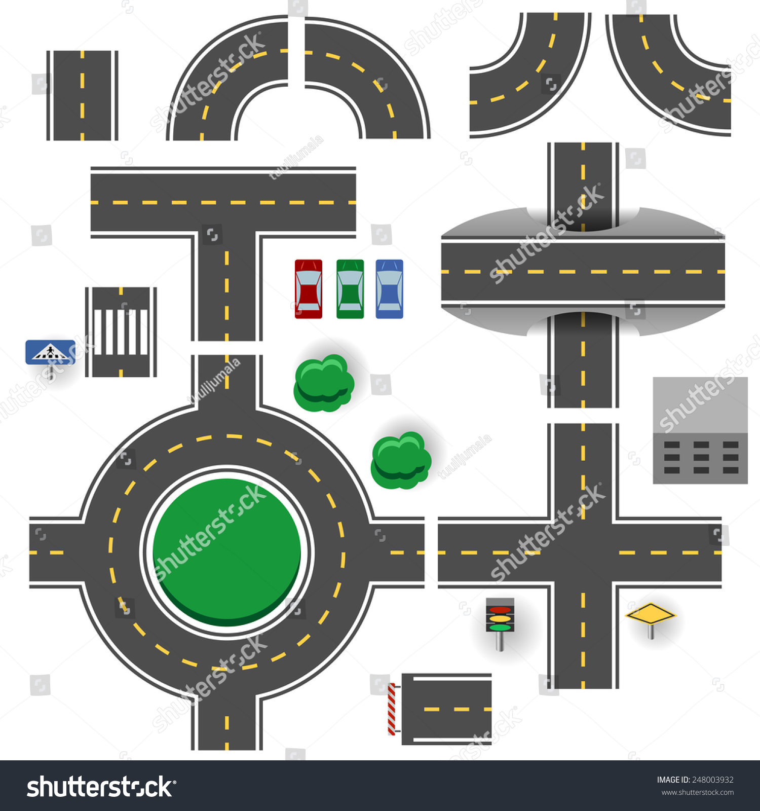 Asphalt Road Plan Parts Vector Template 스톡 벡터(사용료 없음) 248003932 ...