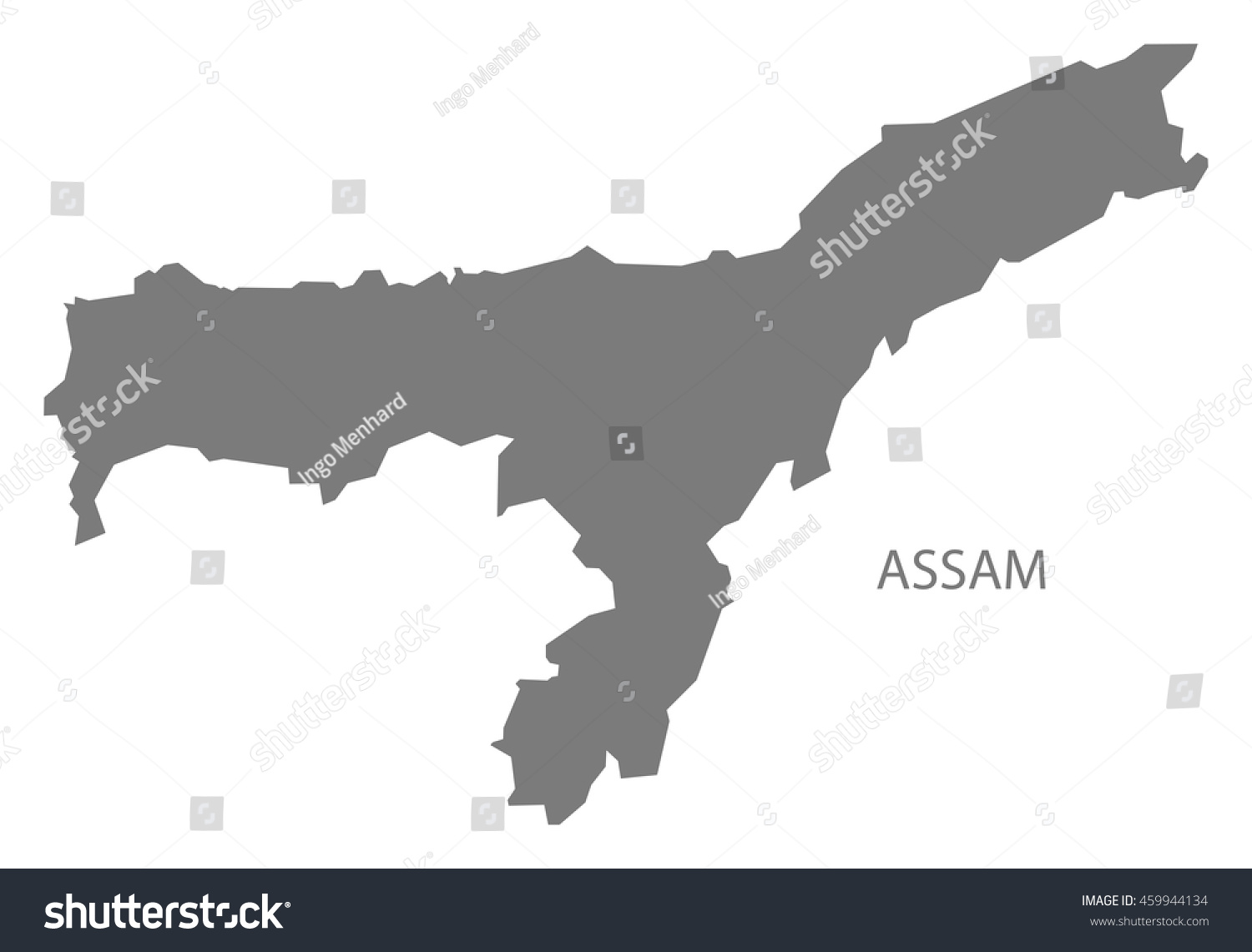 Assam India Map Grey Stock Vector (Royalty Free) 459944134