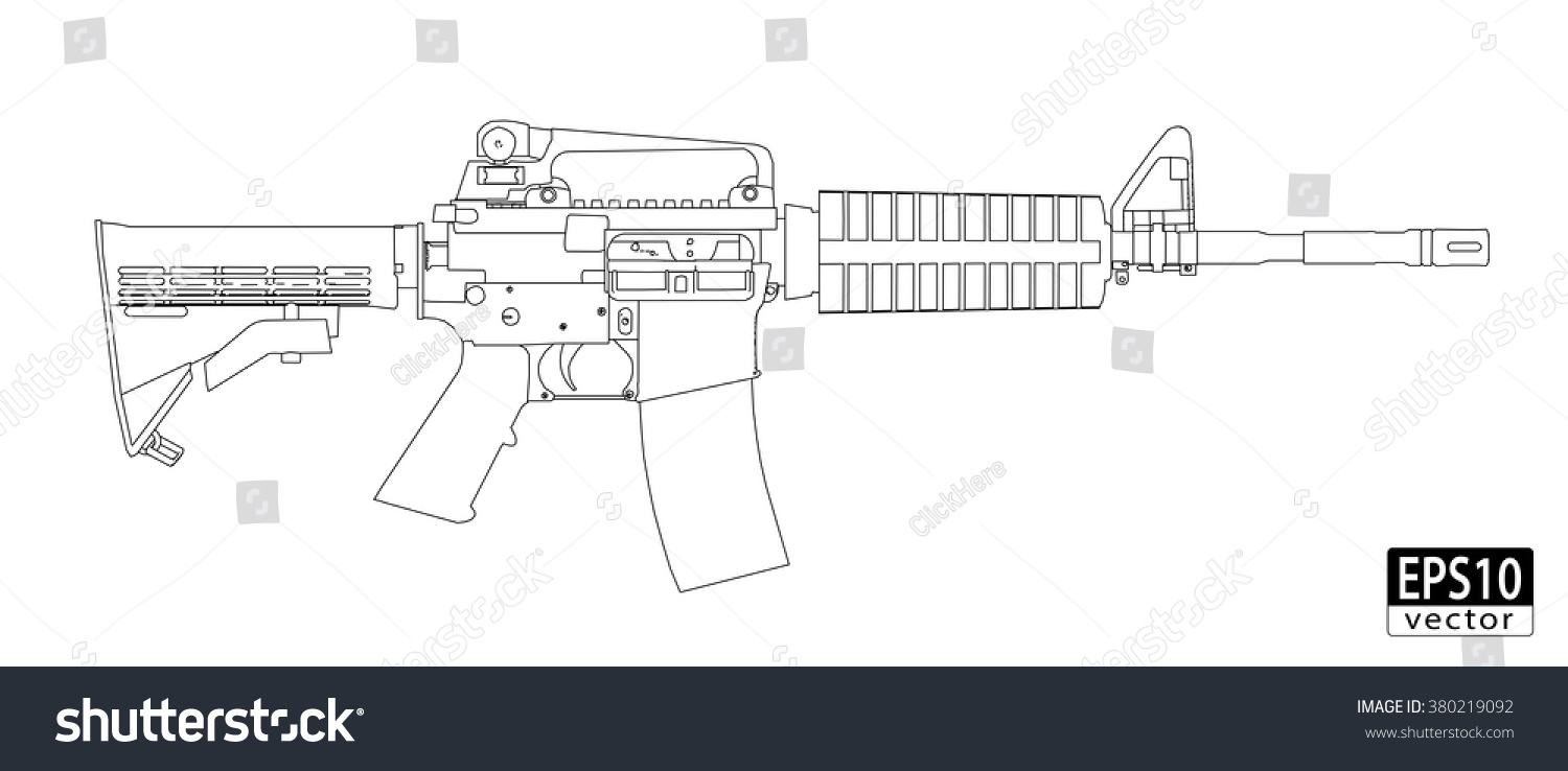 Assault Gun Wireframe Orthographic Side View: stockvector (rechtenvrij ...