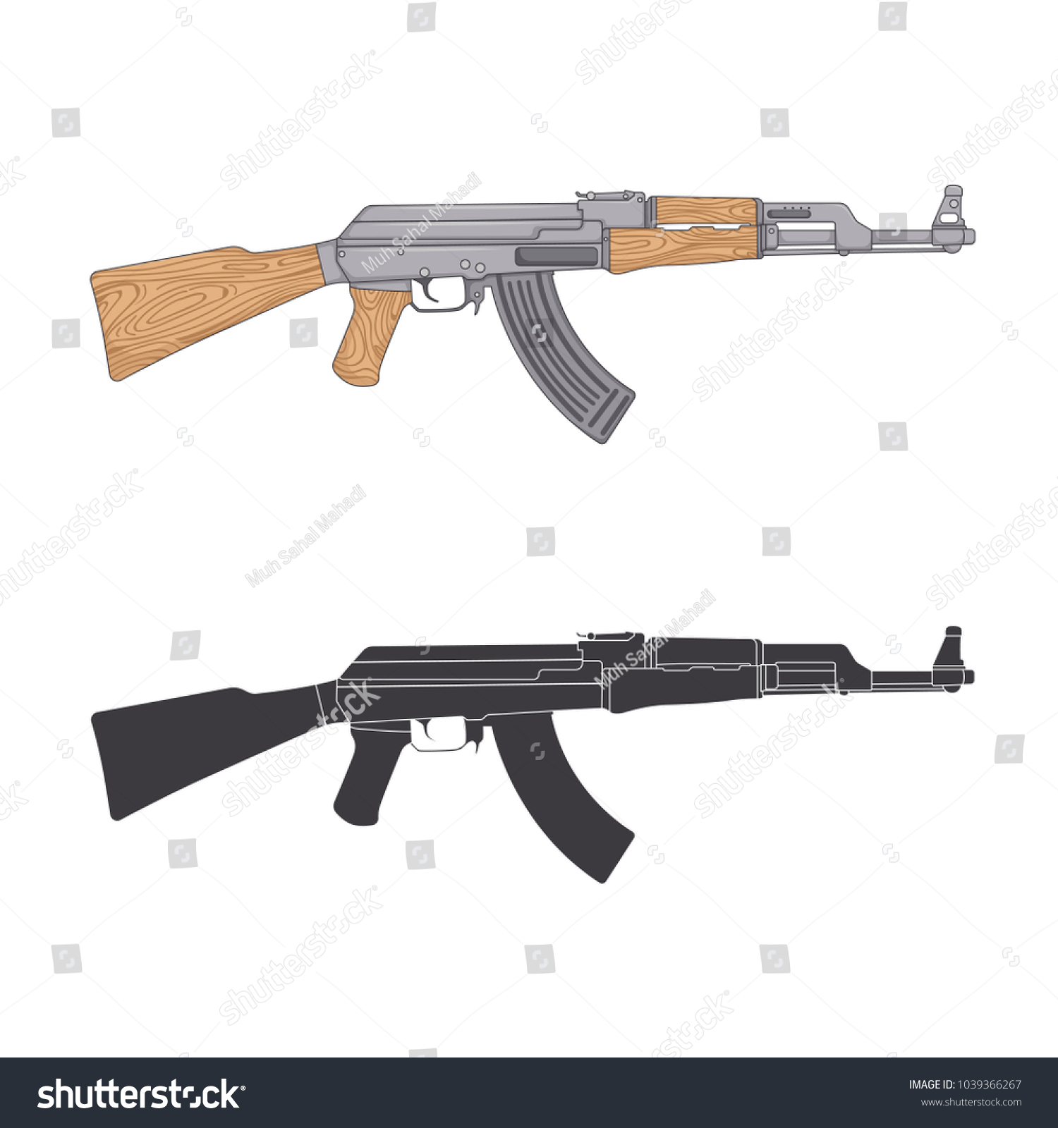 Vektor Stok Assault Rifle Vector (Tanpa Royalti) 1039366267