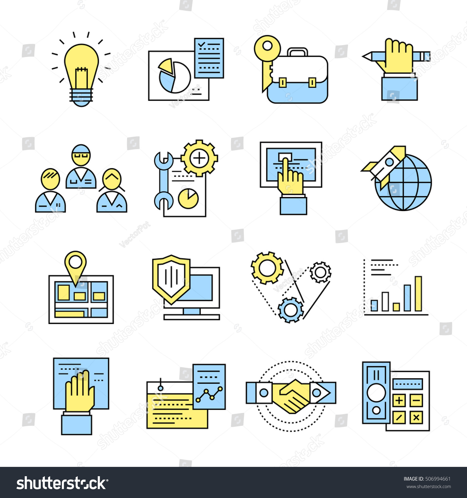 Assembly Icon Set Color Idea Design Stock-Vektorgrafik (Lizenzfrei ...