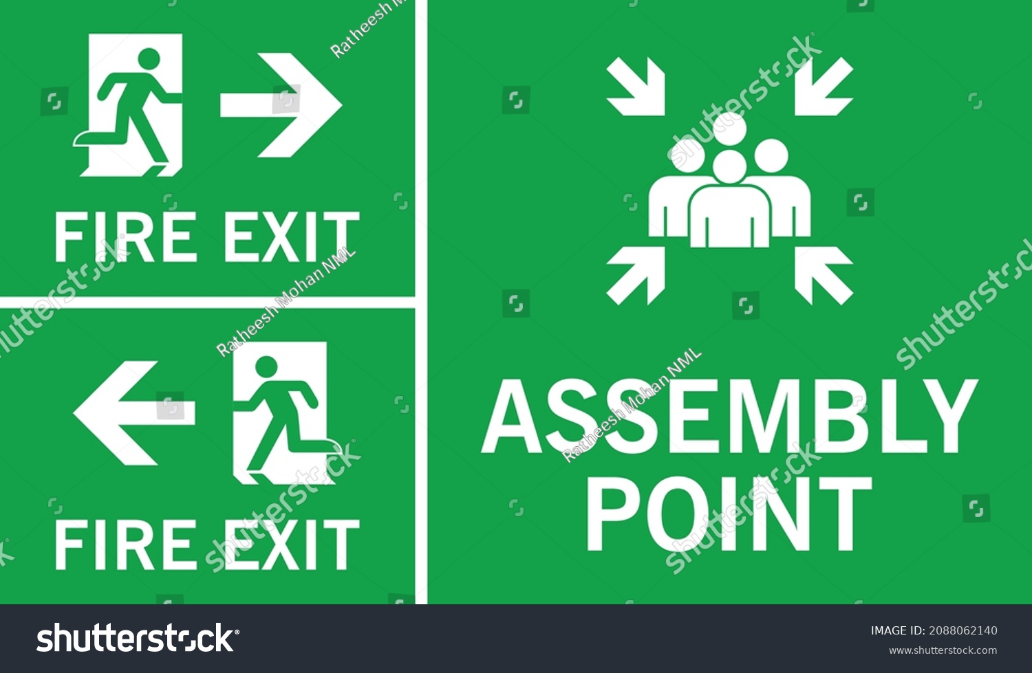 Assembly Point Emergency Exit Signs Stock Vector (Royalty Free ...