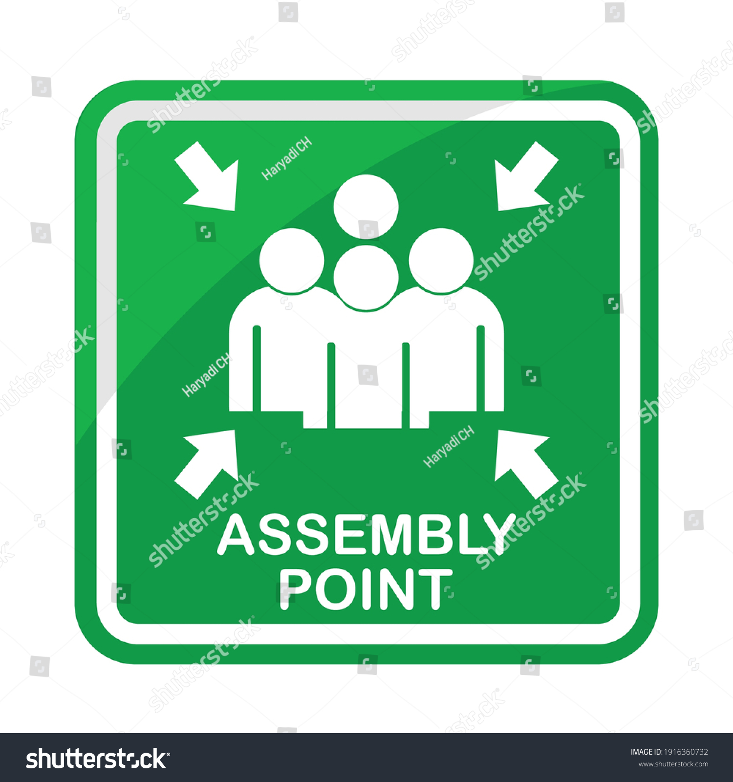 Assembly Point Sign Sticker Vector Stock Vector (Royalty Free) 1916360732