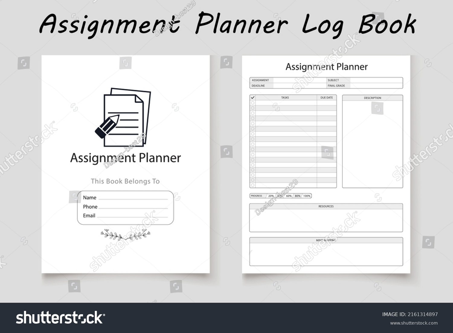 Assignment Logbook Planner Template Design Kdp Stock Vector (Royalty ...
