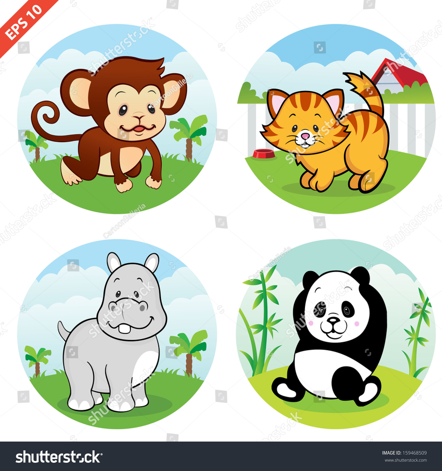 Assorted Animals Clipart Stock Vector 159468509 - Shutterstock