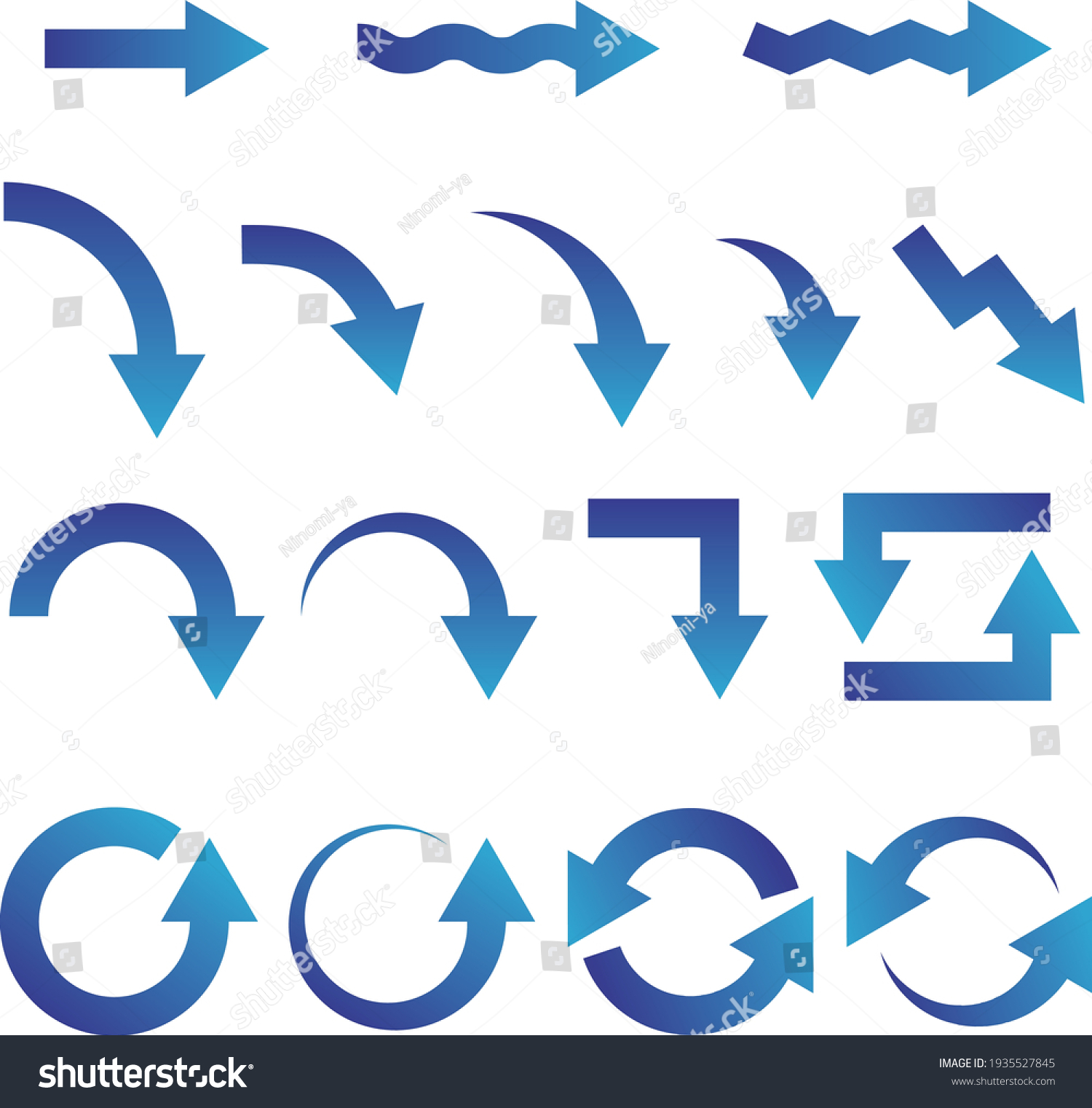 Assorted Blue Arrow Icons Vector Illustration Stock Vector (Royalty ...