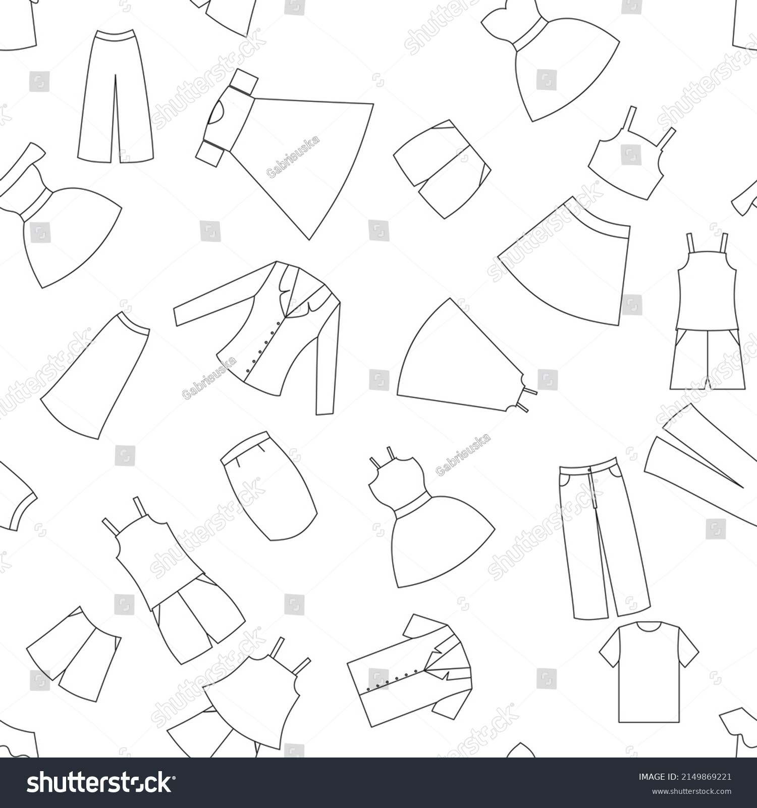 Assorted Clothing Tracing Pattern On White Stock Vector (Royalty Free ...