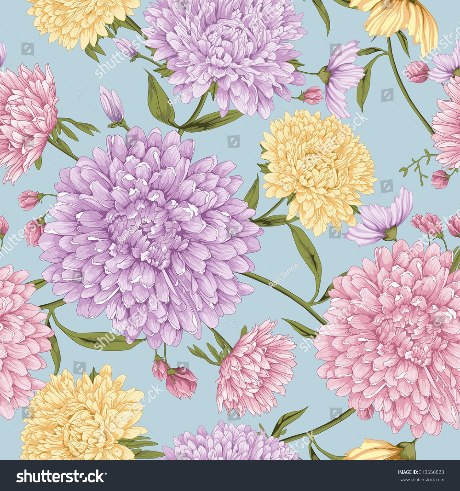 Aster Flower Illustration Stock Vector (Royalty Free) 318556823 ...