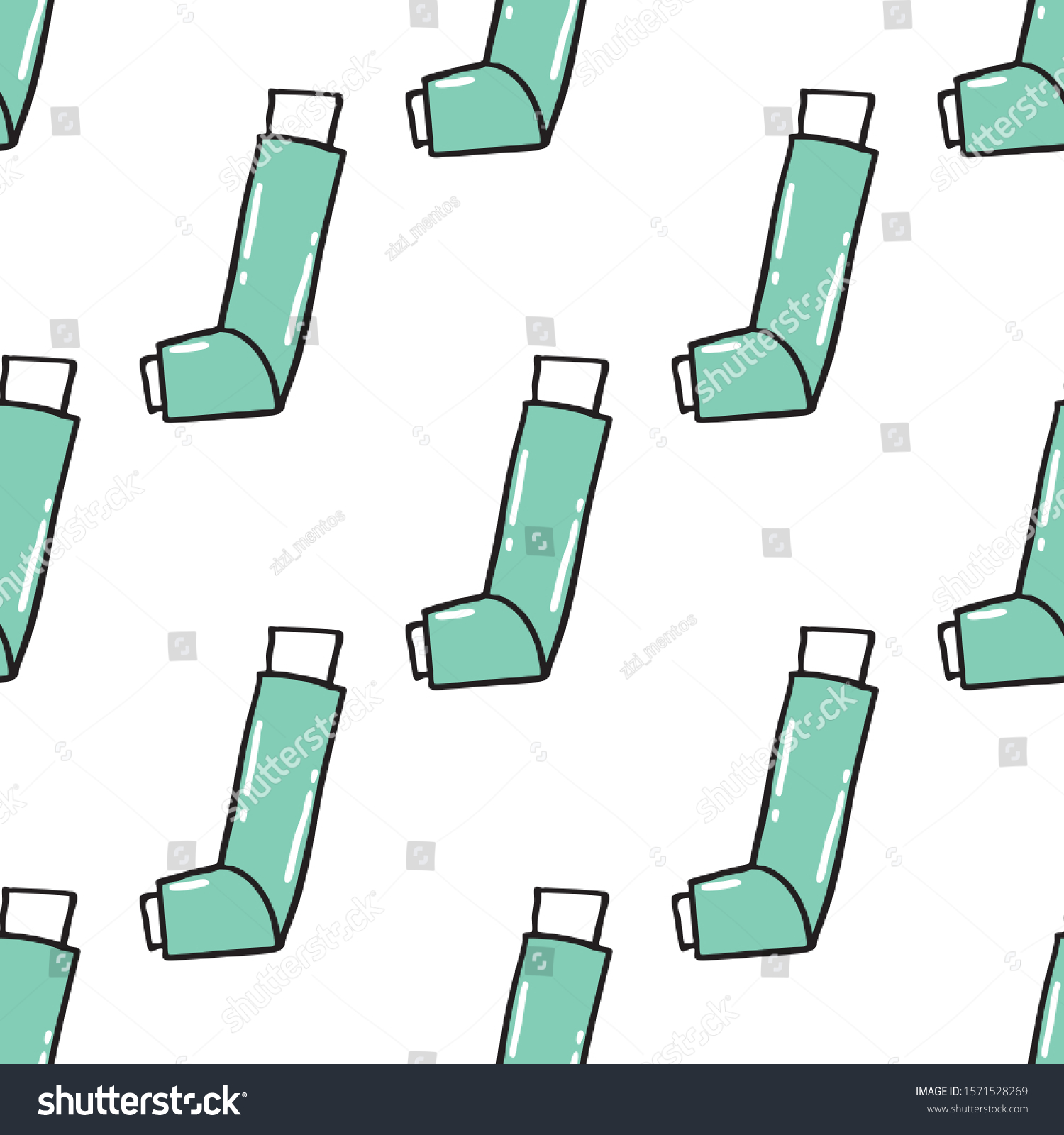 Asthma Inhaler Seamless Doodle Pattern Vector Stock Vector (Royalty ...