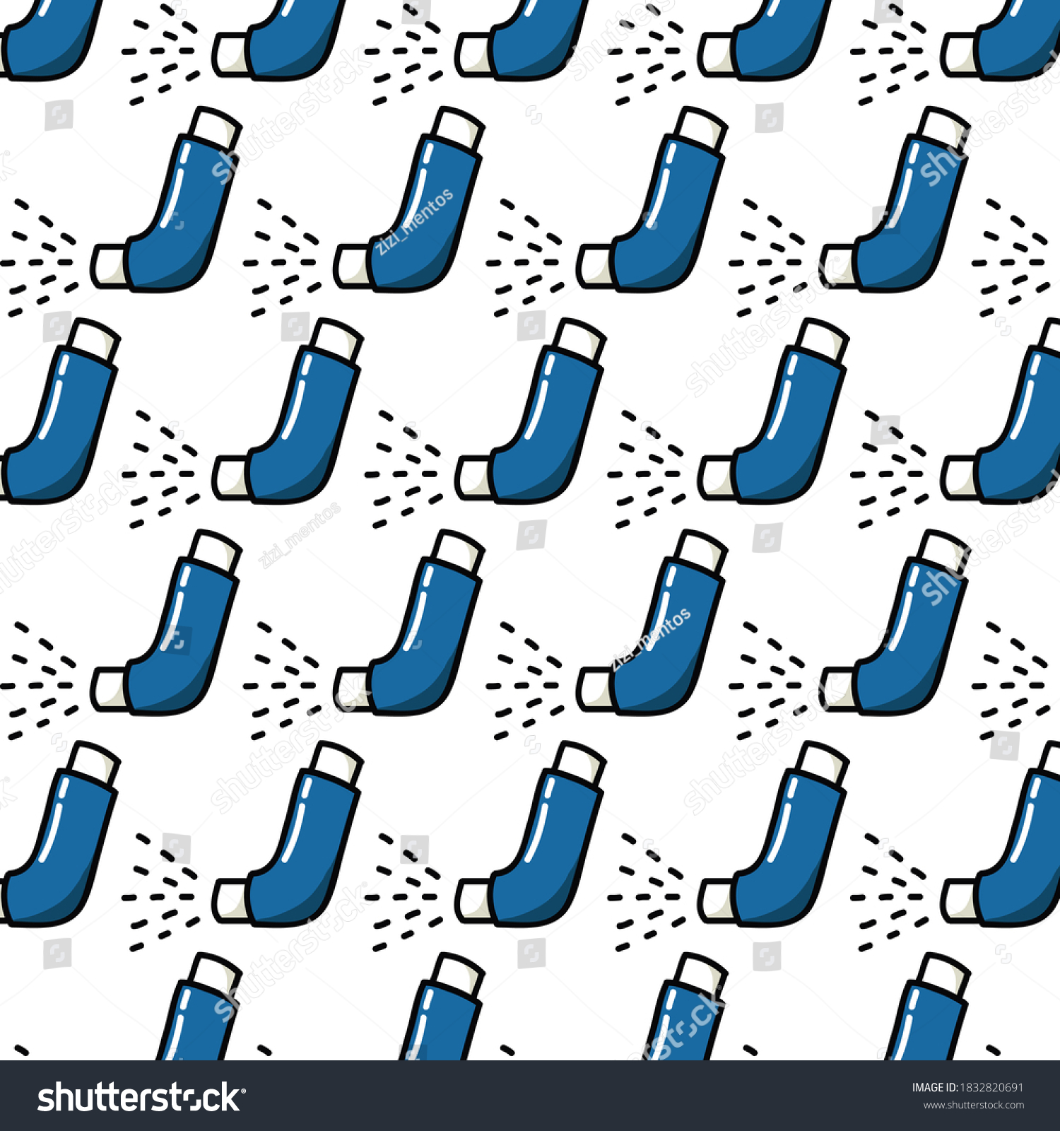 Asthma Inhaler Seamless Doodle Pattern Vector Stock Vector (Royalty ...