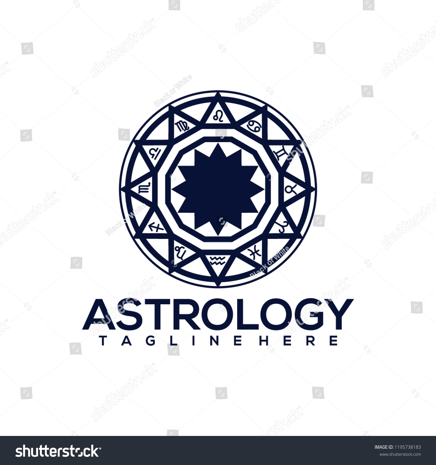 Astrology Logo Design Stock Vector (Royalty Free) 1195738183