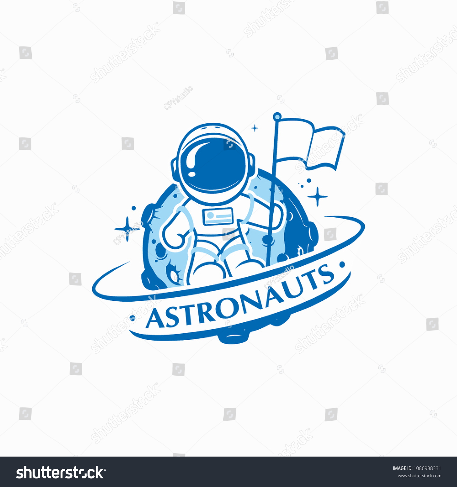 Astronaut Cosmonaut Planet Logo Vector Stock Vector (Royalty Free ...
