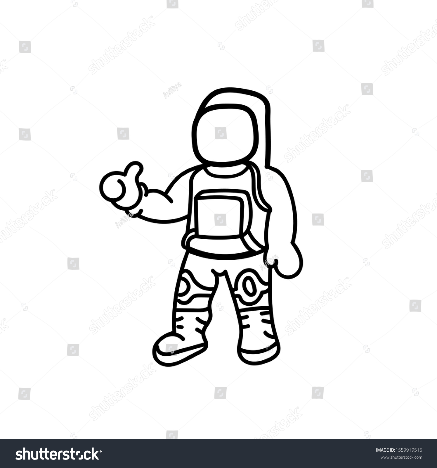 Astronaut Line Art Vector Illustration Graphics: เวกเตอร์สต็อก (ปลอดค่า ...