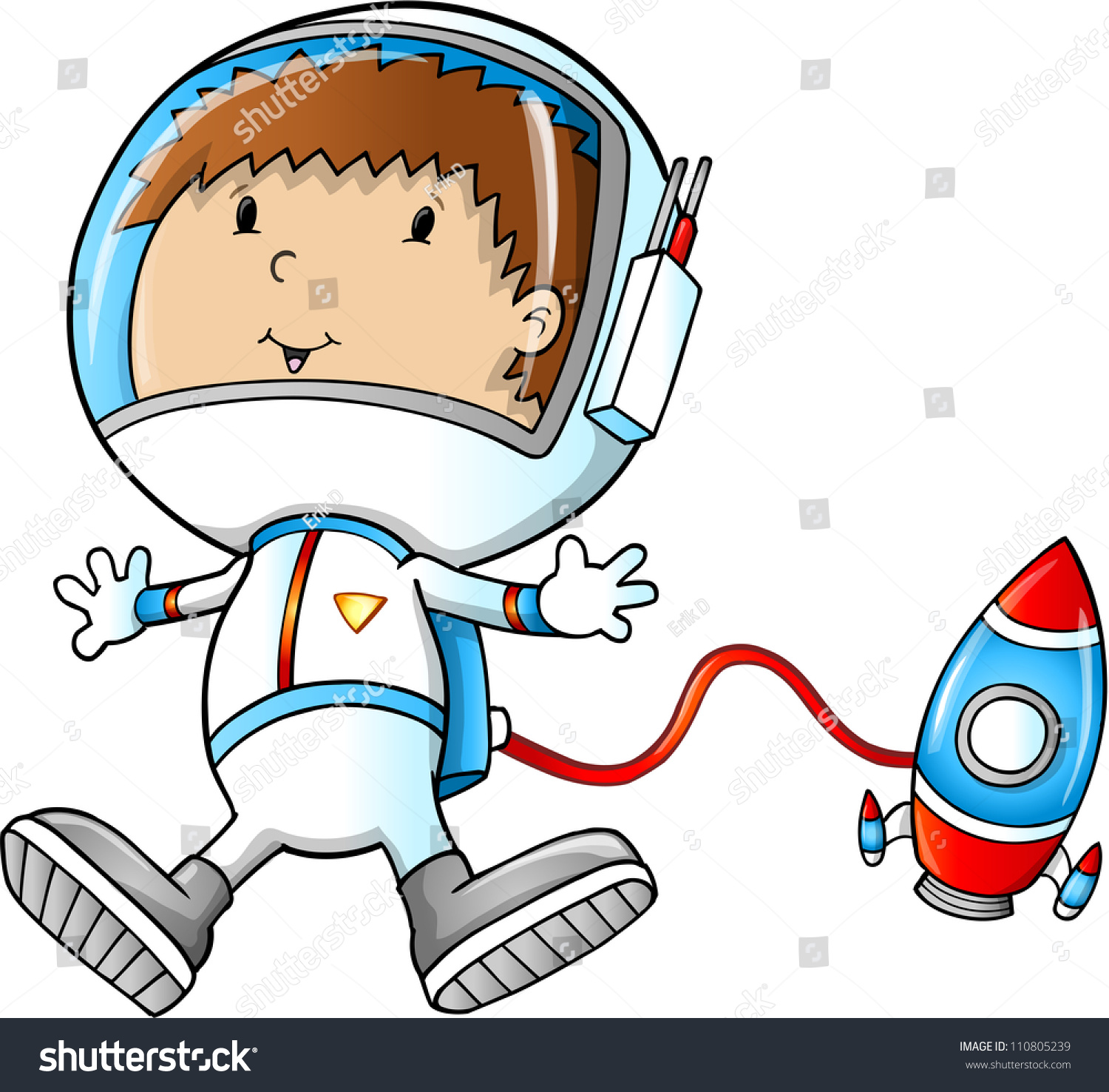 Astronaut Space Walking Vector Illustration Stock Vector (Royalty Free ...