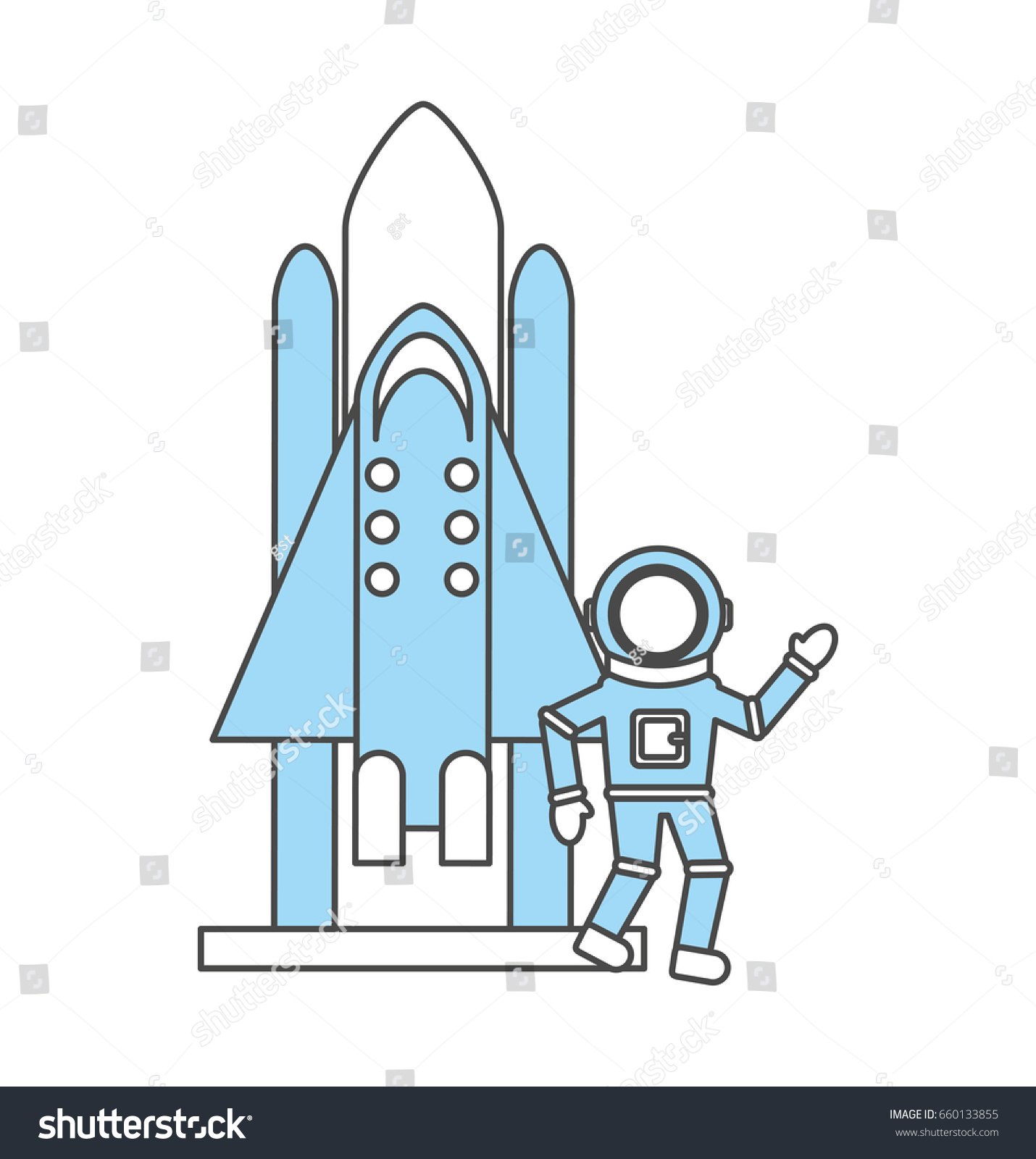 Astronaut Rocket Comic Character Icon Stock Vector (Royalty Free ...