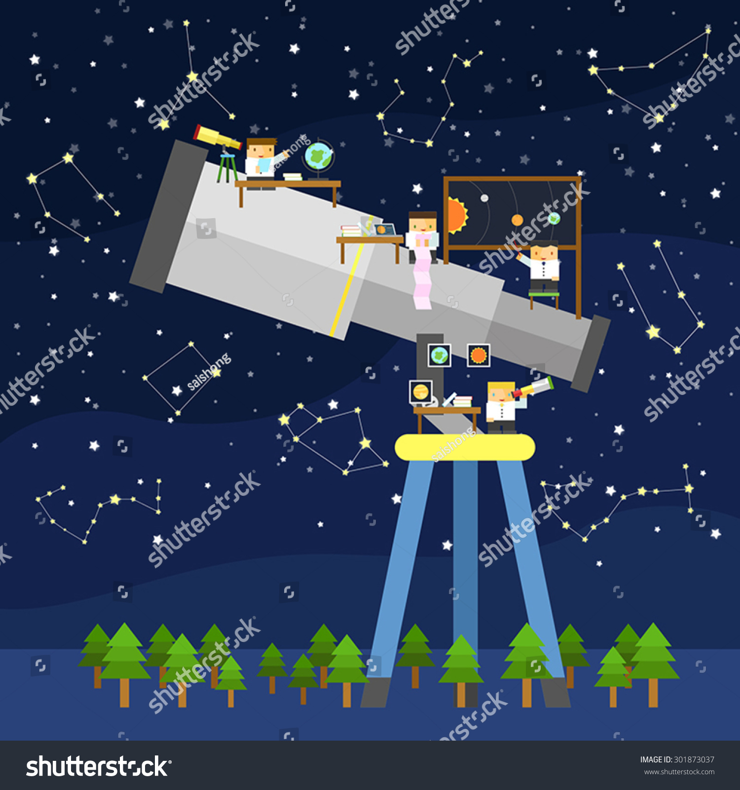 Astronomer Cartoon Stock Vector (Royalty Free) 301873037