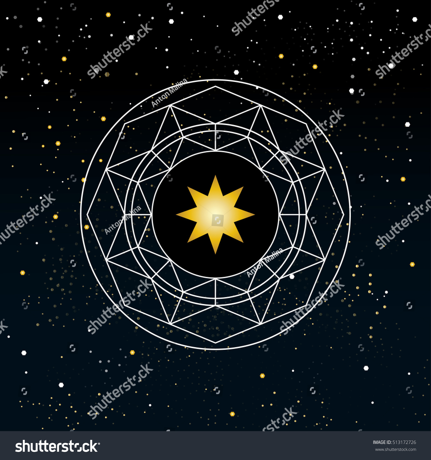 Astronomy Pattern Star Symbol Linear Frame Stock Vector (Royalty Free ...