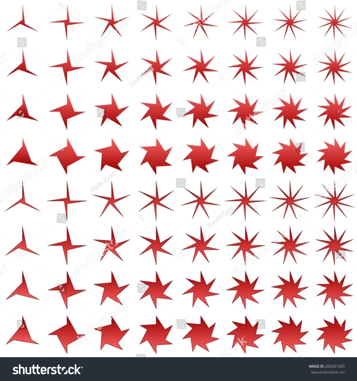 Asymmetric Red Star Shape Collection Vector Stock Vector (Royalty Free ...