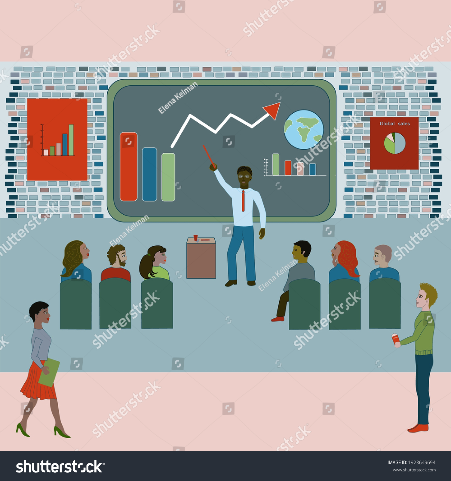Training Multiple Audience Whiteboard Graph Vector Stock Vector ...