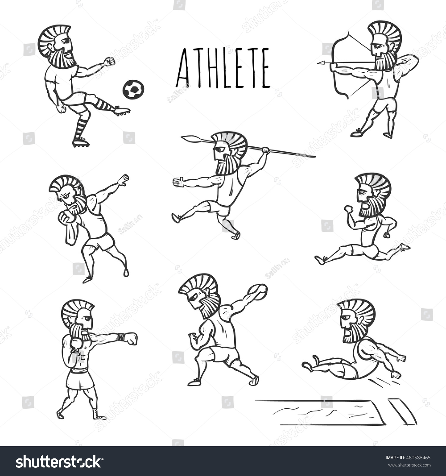 Athlete Hand Drawn Set Stock Vector (Royalty Free) 460588465